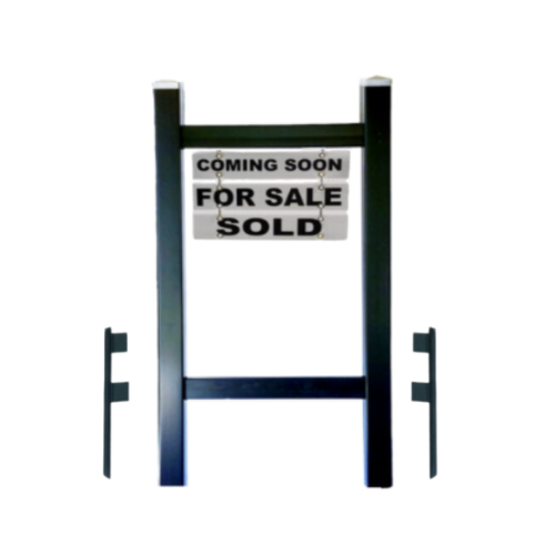 Double Post 2-Piece Real Estate Yard Sign (Riders Included) - Black ...